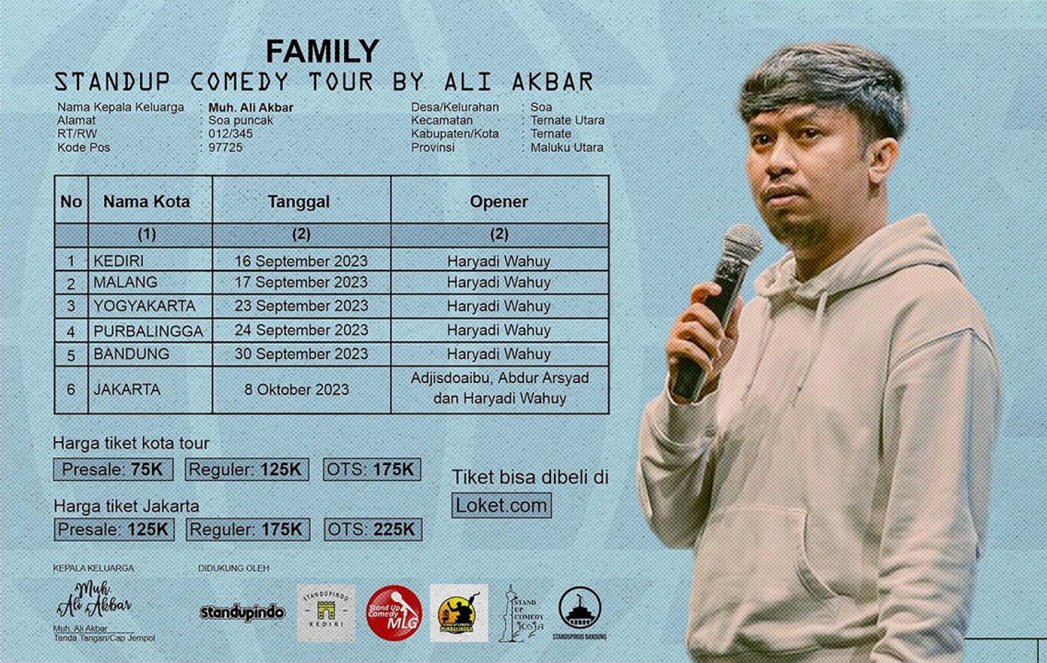 KOMIKA ALI AKBAR BERBAGI KISAH TENTANG KELUARGA DALAM TUR STAND UP 'FAMILY'